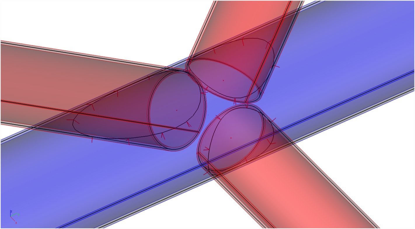 Modelling of intersecting shapes in SCIA Engineer with the “cut-out” tool