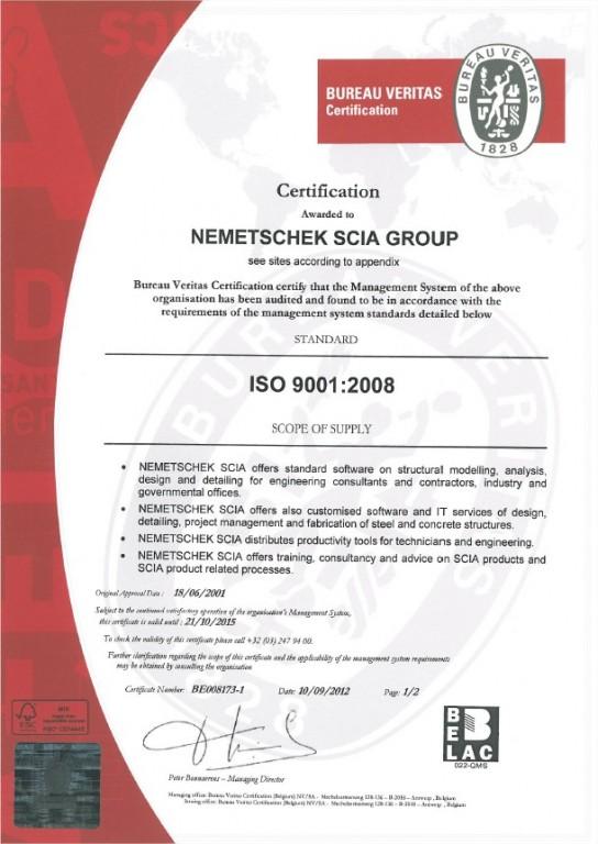 SCIA obtient le renouvellement de la certification du groupe ISO 9001: ...