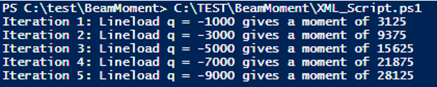 Beam Moment Iterator using ESA_XML