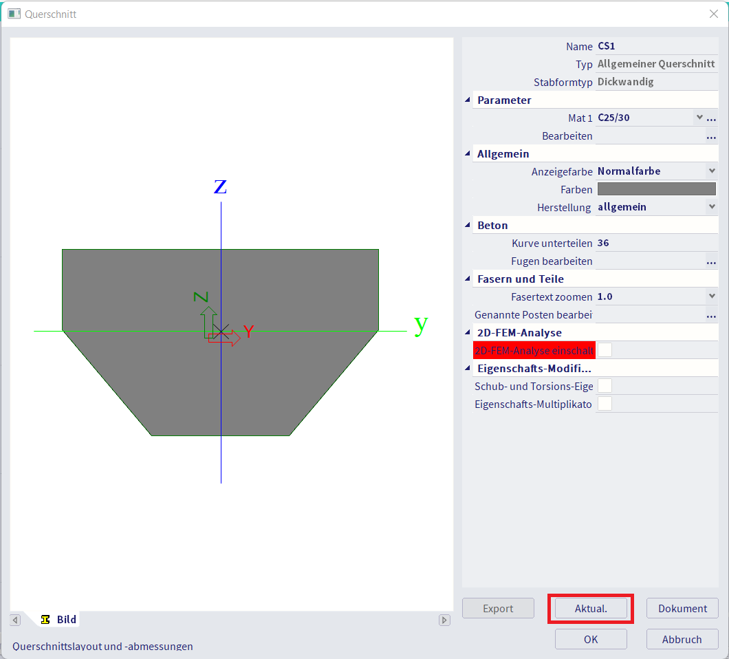 Benutzerdefinierten Querschnitt erstellen (FAQ)
