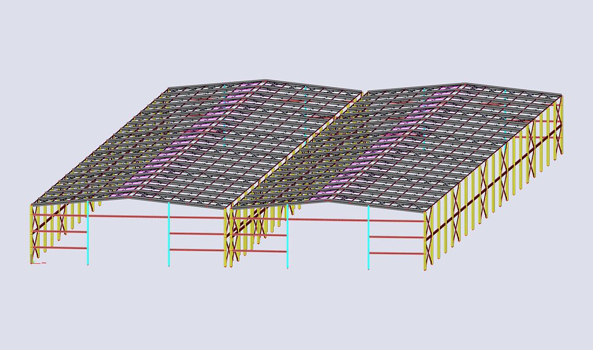 Structural design of a steel hangar composed of frames formed by ...
